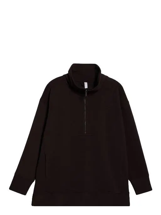 Zella Kickback Ottoman Half Zip Tunic - Brown Mole