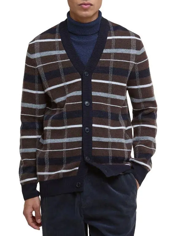 Barbour Kane Stripe Lambswool Cardigan - Dark Oak