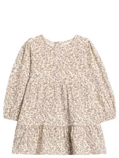 COLORED ORGANICS Organic Cotton Sofia Long Sleeve Tiered Dress - Aurora Floral /purple + Mauve