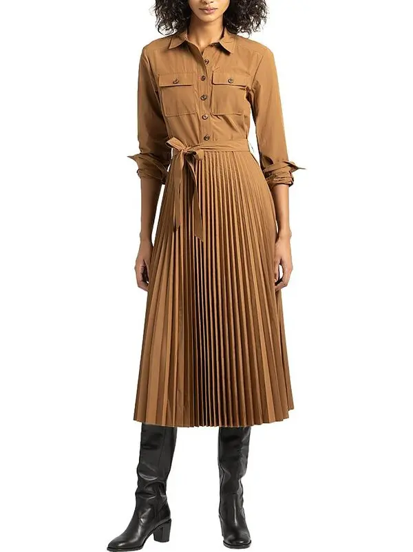 Derek Lam 10 Crosby Kenza Pleated Midi Dress - Dark Mocha
