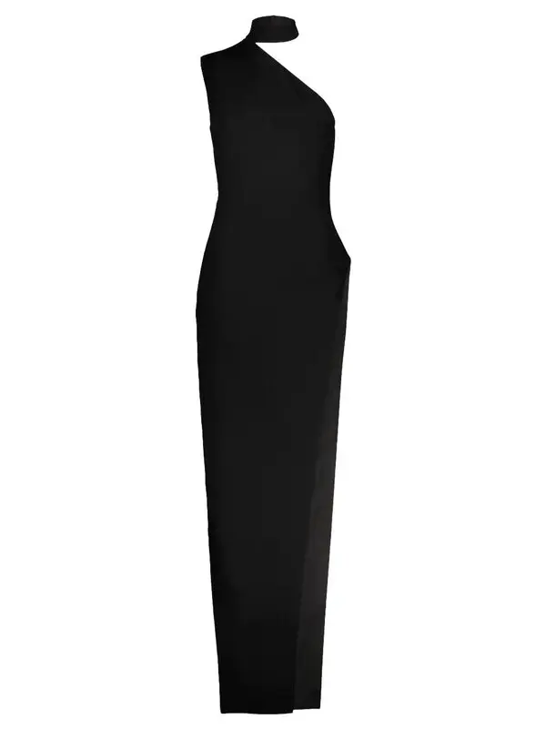 MONOT High-neck Asymmetric Shoulder Dress - Black