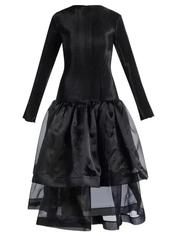 L'IDEE Alexander Ribbed Midi Dress - Black