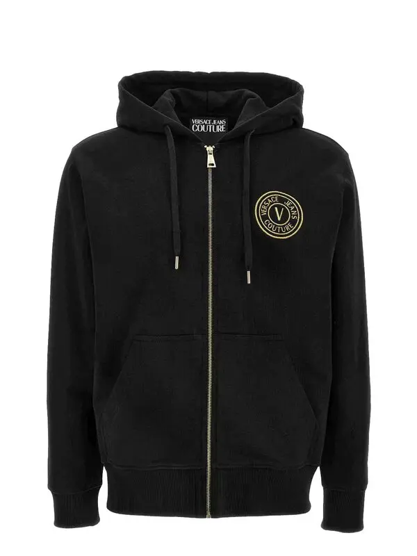 Versace Hooded Zip-up Sweatshirt - Black