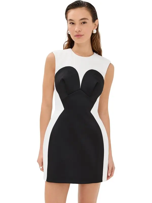 Marc Jacobs Seamed Up Satin Dress - Black/white