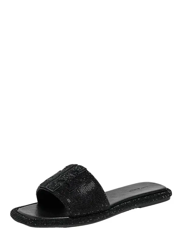 Tory Burch Double T Pave Sport Slides - Perfect Black/jet