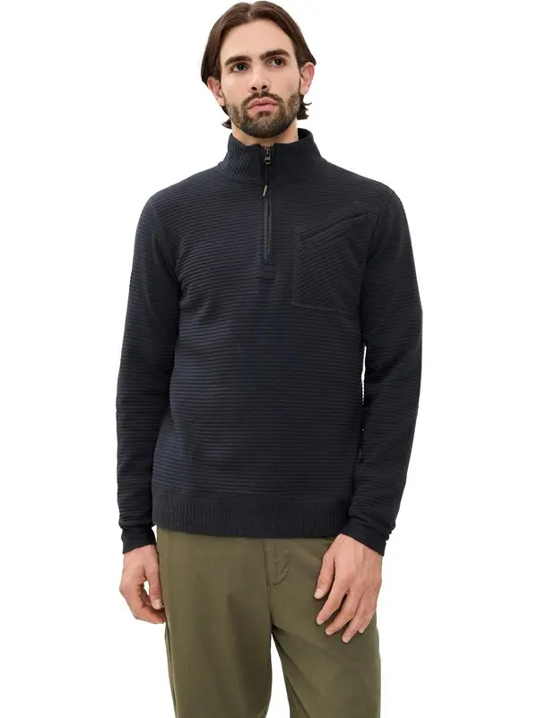Billy Reid Quilted Half-zip Sweatshirt - Dark Navy