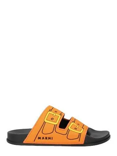 Marni Embroidered Textile Sandals - Orange