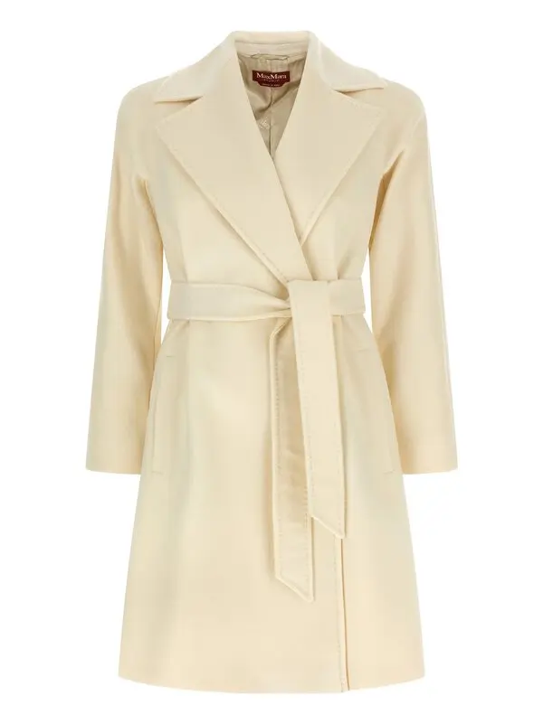 MAX MARA STUDIO Dravenna Pure Wool Drap Coat - White