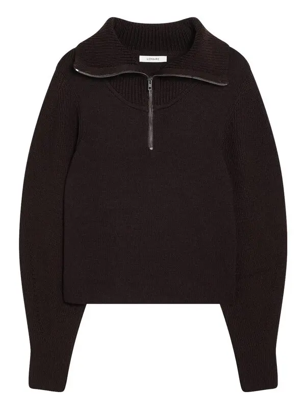 LEMAIRE Zip-up Wool Sweater - Red