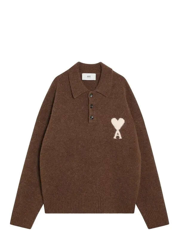 Ami De Coeur Polo Sweater In Hazelnut Color - Brown