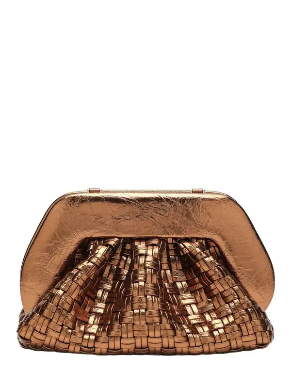 THEMOIRE Micro Woven Bronze Laminate Clutch - Metal