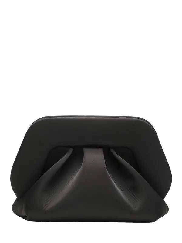 THEMOIRE Satin Gea Clutch Bag - Black