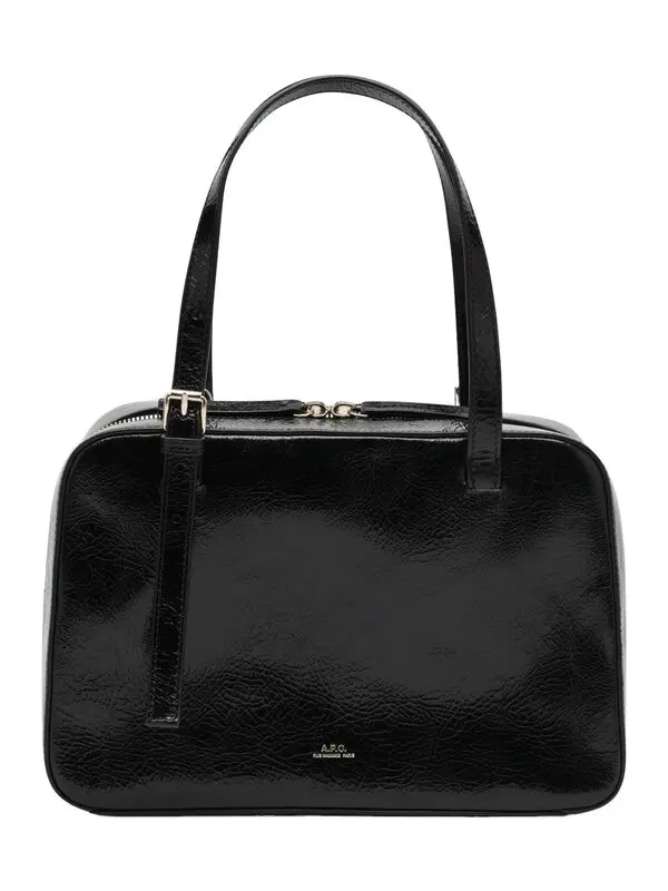 A.p.c. Virginia Black Leather Box Bag - Beige