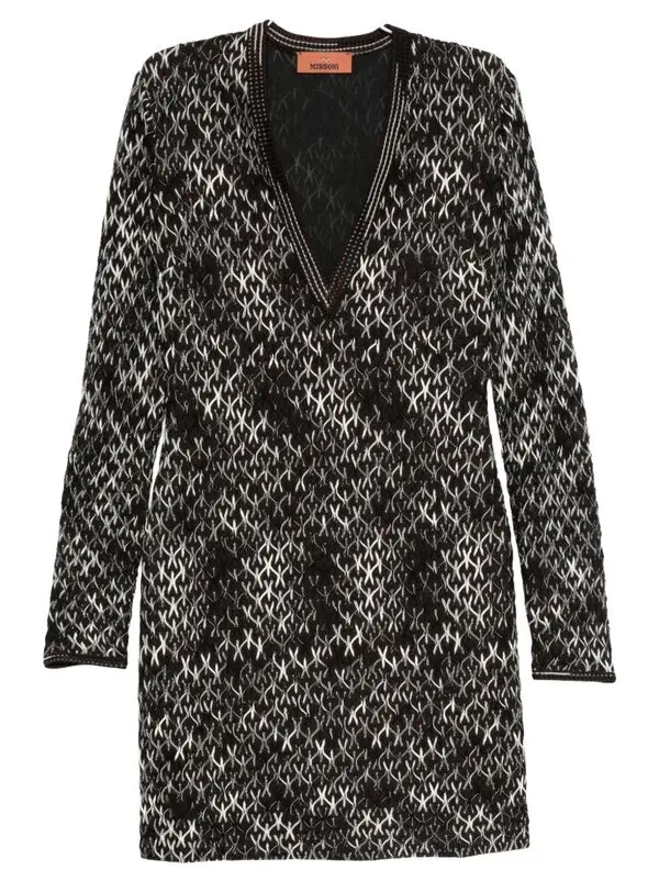 Missoni Wool-blend Geometric Knit Dress - Brown