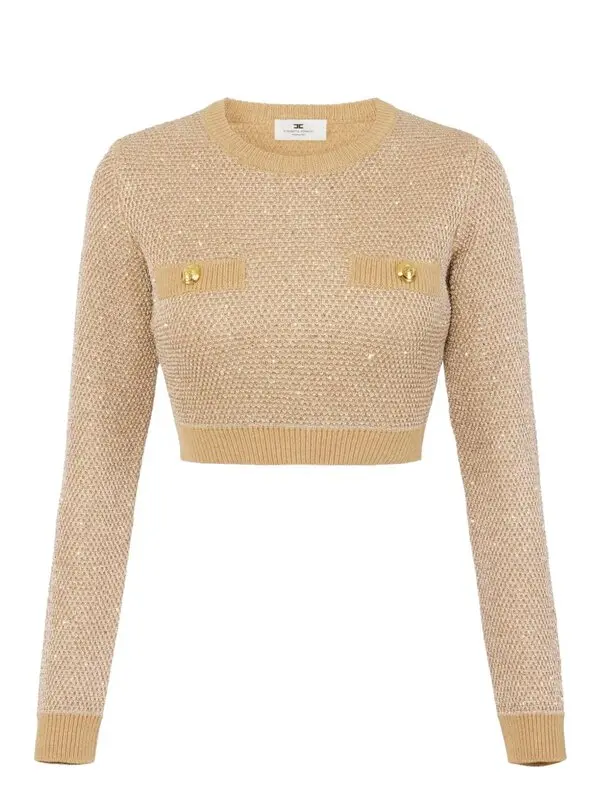 Elisabetta Franchi Wool Crewneck Sweater - Beige