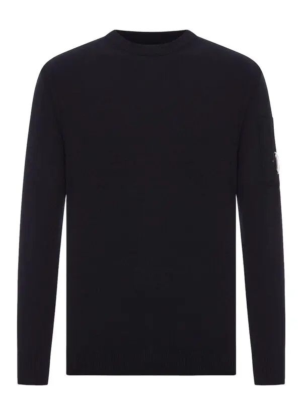 C.P. COMPANY Logo Wool Crewneck Sweater - Black