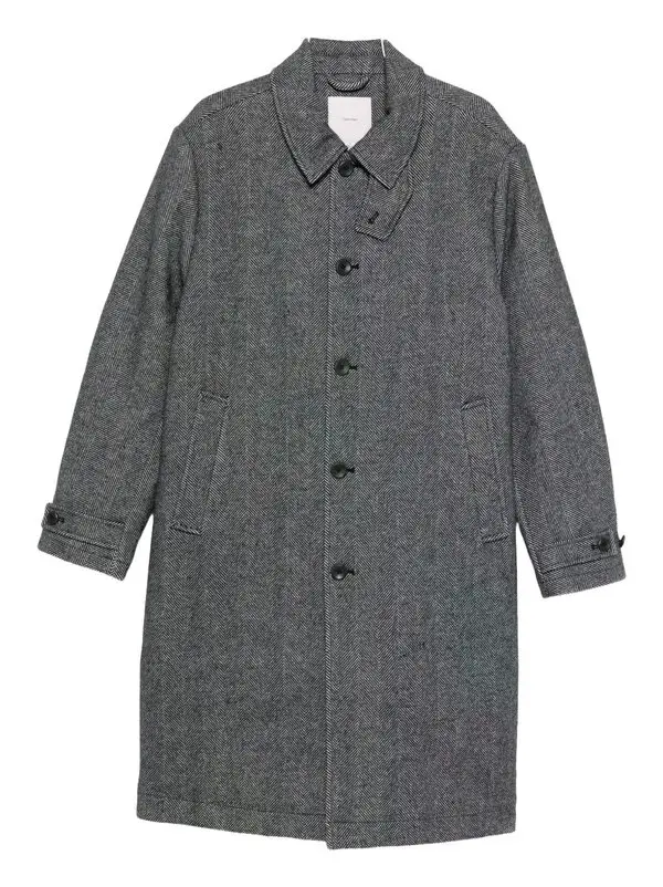 Calvin Klein Single-breasted Herringbone Coat - Black