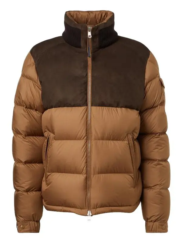Moncler Cheverny Suede-trimmed Down Jacket - Brown