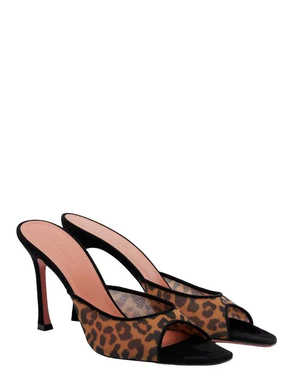 Amina Muaddi Alexa 95 Leopard-print Mesh Mules - Beige