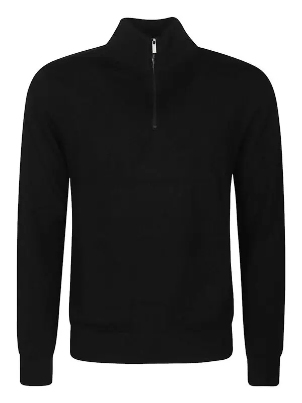 Michael Kors Embroidered Logo Half-zip Sweater - Black