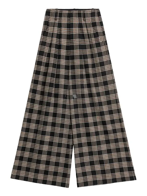 Alice + Olivia Eloise Plaid Wide-leg Pants - Black Mult