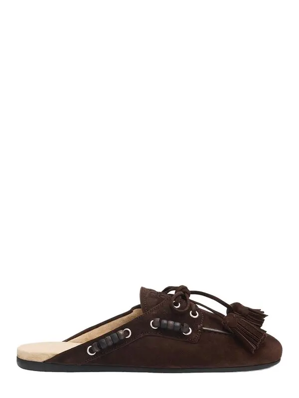 Miu Miu Suede Moccasin Mules - Moro