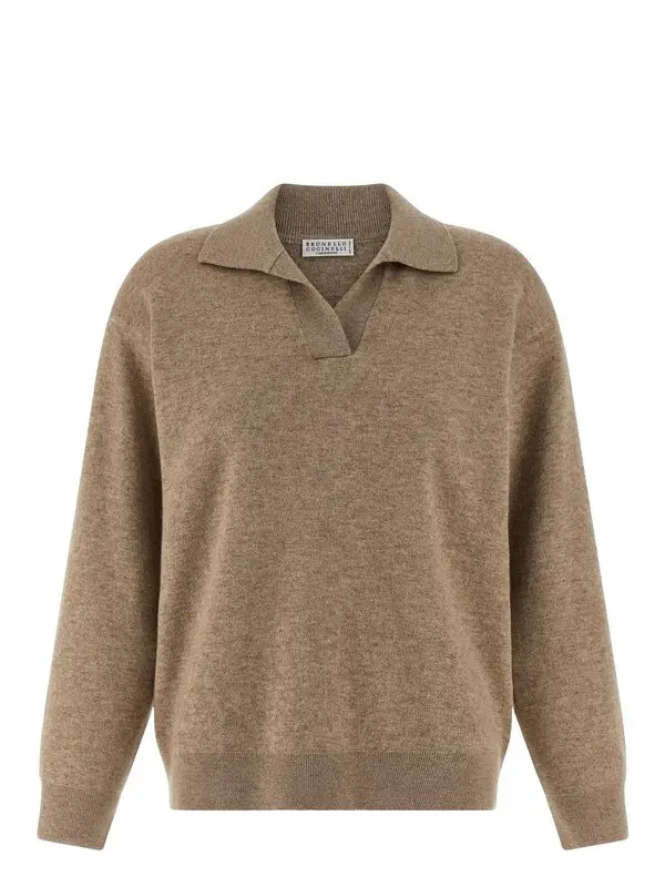 Brunello Cucinelli Mélange Cashmere Polo - Beige