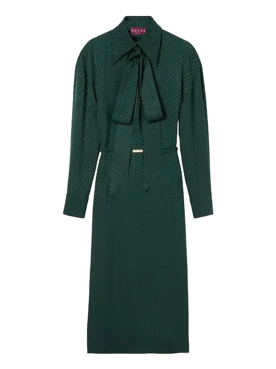 Gucci Interlocking G Silk Jacquard Dress - Green