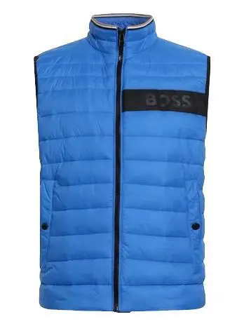 Hugo Boss Quilted Shell Vest With Brand Logo - Blue