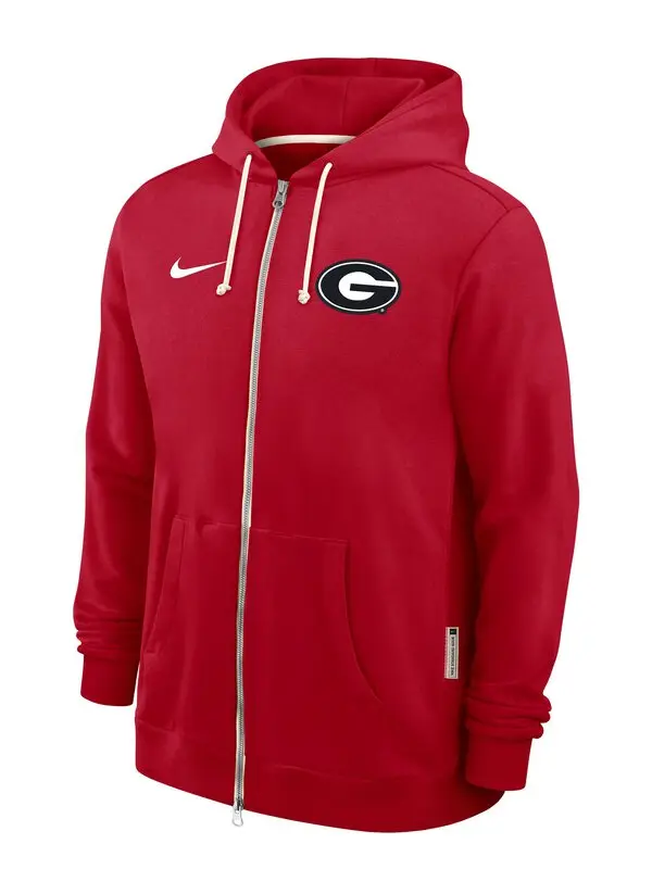 Nike Georgia Sideline Dri-fit College Full-zip Hoodie - Red