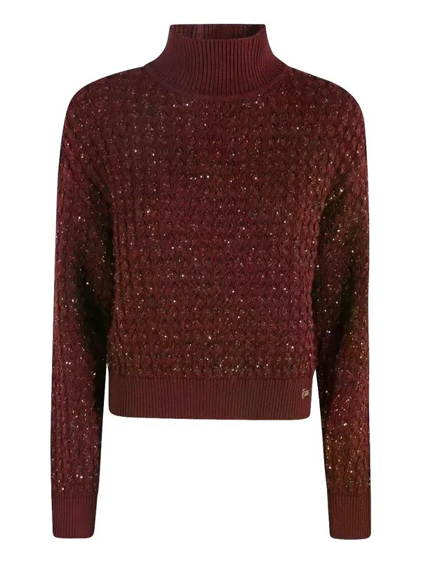 Elisabetta Franchi Sequinned Turtleneck Sweater - Red