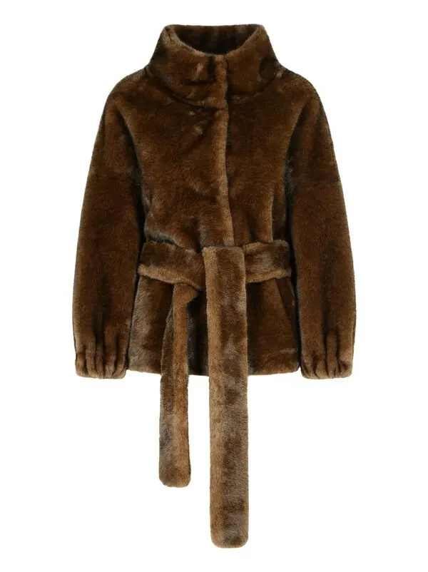 BULLY Polyester Faux Fur Coat - Brown