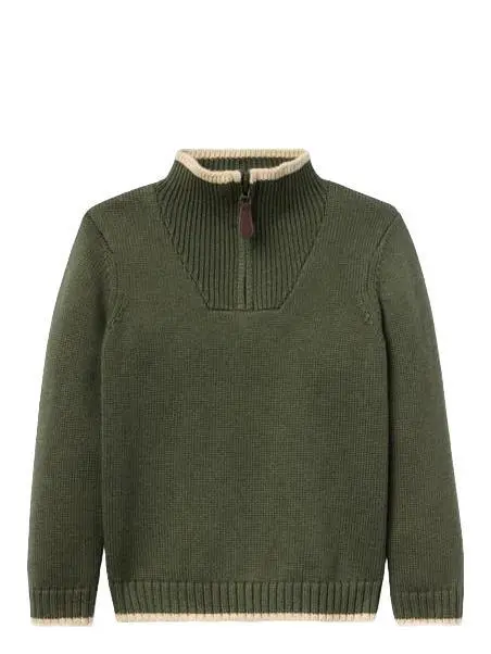 Janie And Jack Half-zip Sweater - Green