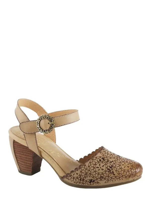 SPRING STEP SHOES Eiloota Embossed Leather Pumps - Beige