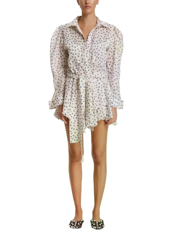 PNK Floral Puff-sleeve Dress - Neutrals