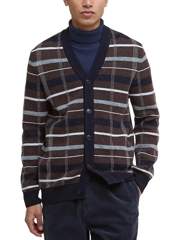 Barbour Kane Knitted Cardigan Sweater - Dark Oak