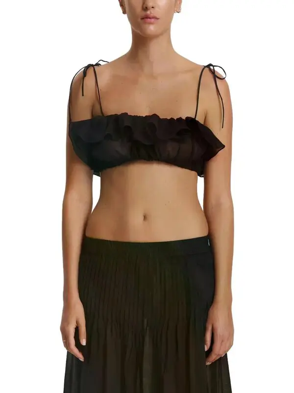 PNK Ruffled Tie-strap Top - Black