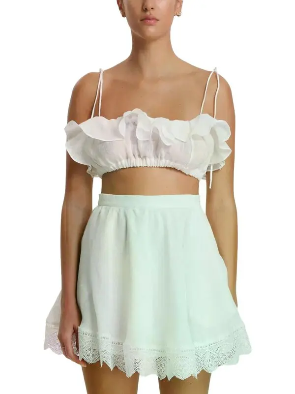 PNK Ruffled Linen Top - White