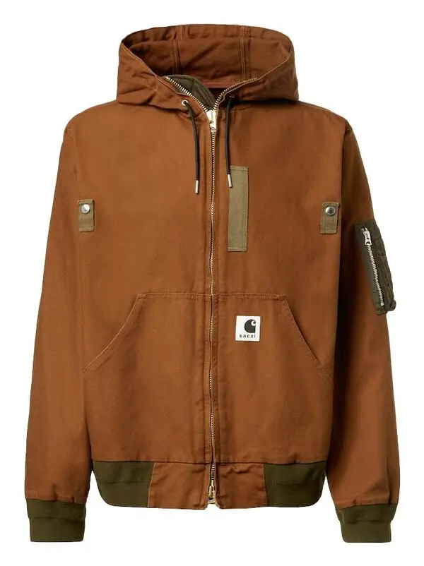 Sacai X Carhartt Hooded Cotton Puffer Jacket - Brown