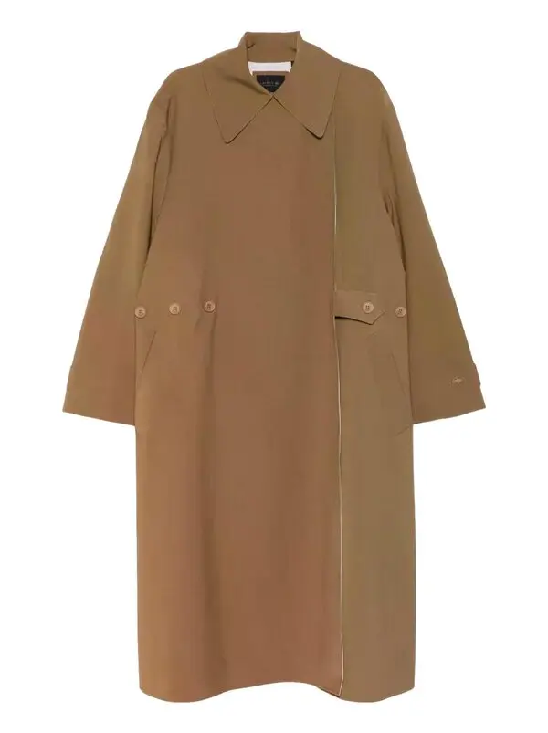 Lacoste Point-collar Coat - Brown
