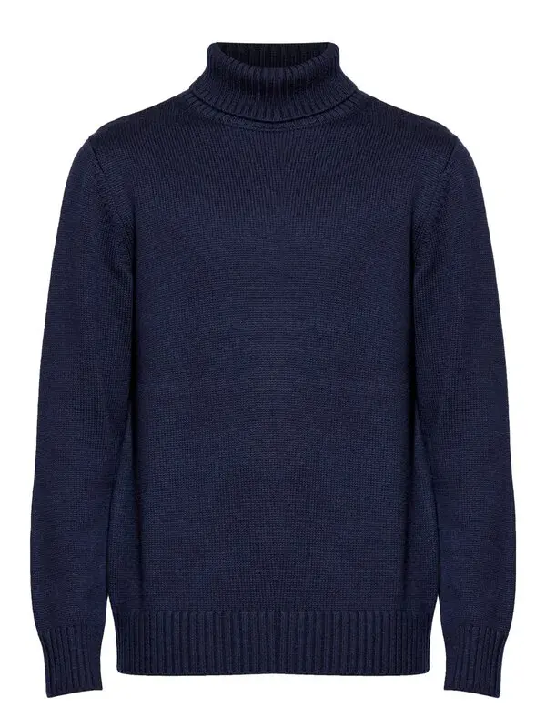 Add Wool Turtleneck - Navy Blue
