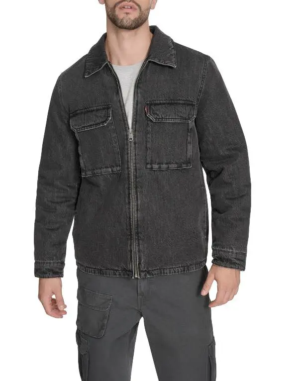 LEVI'S Insulated Cotton Denim Shirt Jacket - Black Wash Denim
