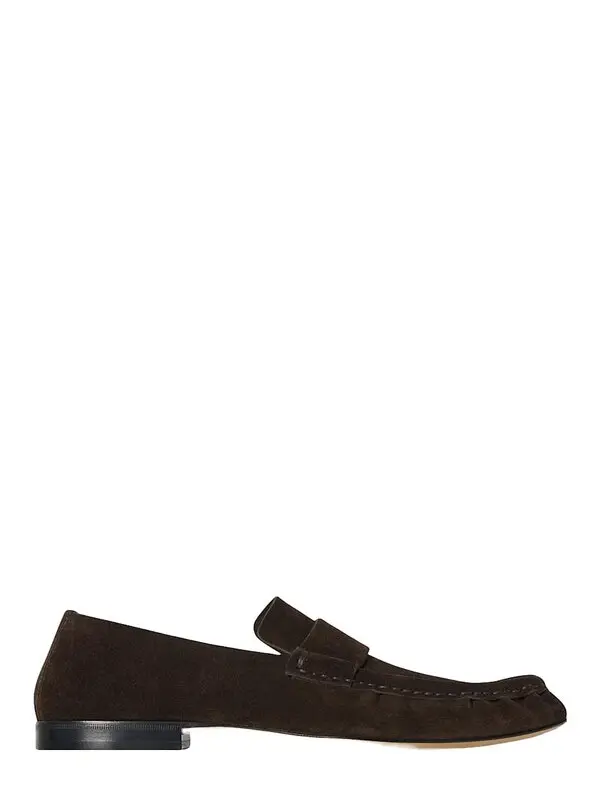 THE ROW Suede Penny Loafers - Lacquer Brown