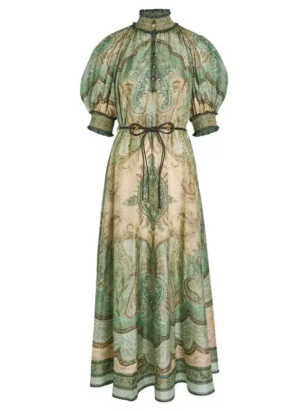 slim fit dress slacks Zimmermann // Green Ottie Swing Maxi Dress – VSP Consignment main image 1