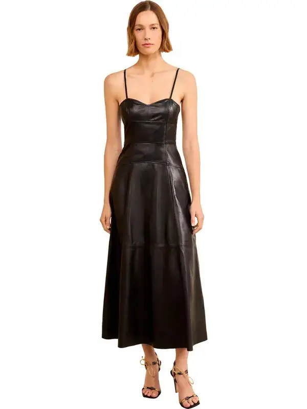 chinese dress ladies Short Sleeve Shirt Dress in Leather – Akris Inc main image 0