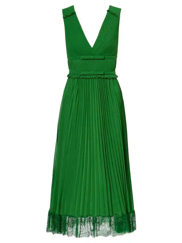 strapless open back dress Brown Check Chiffon Midi Dress main image 1