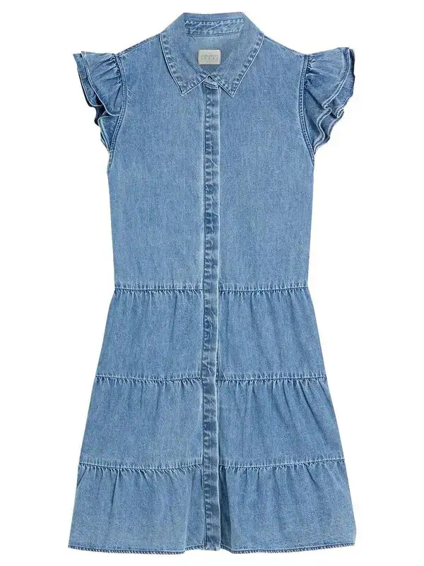 strapless blue satin dress Alice & Olivia