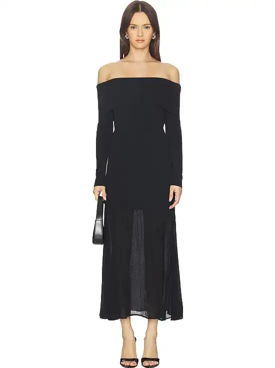 navy blue dress for baby girl Gwyneria Off Shoulder Midi Dress