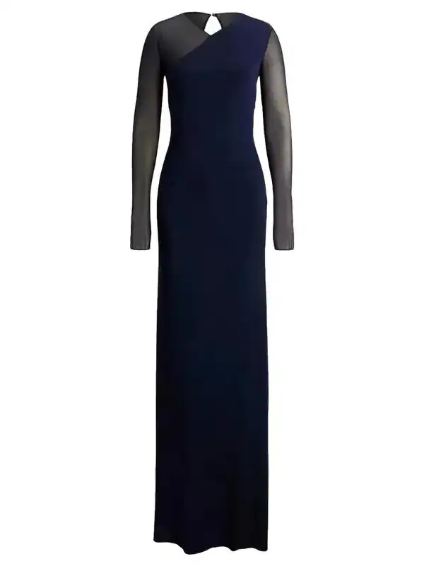 chinese dress ladies LESET Lauren Long Sleeve Maxi Dress in Black in Jersey main image 1