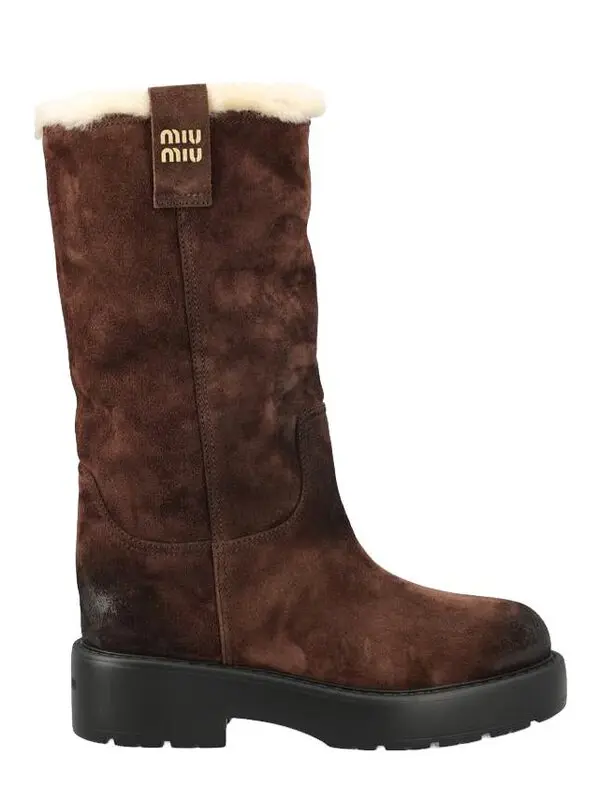 Miu Miu Suede Boots - Brown